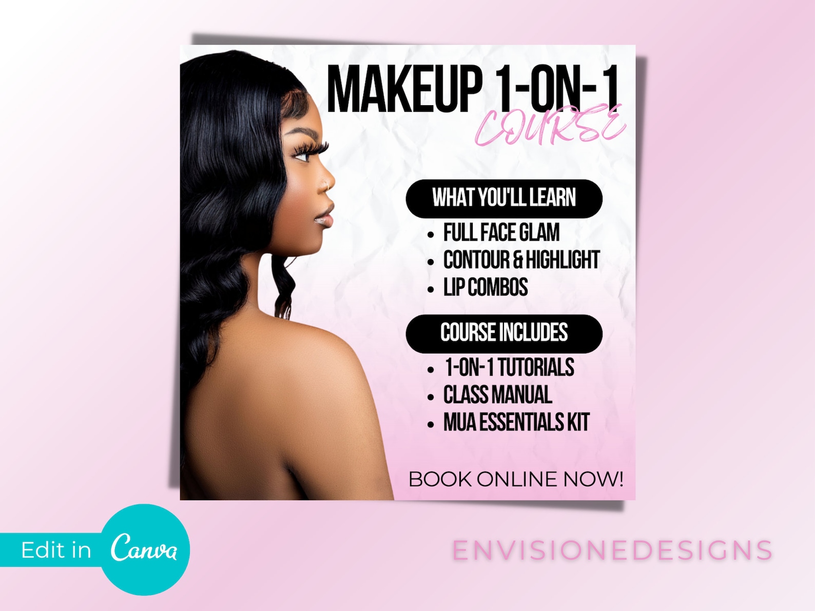 Class Flyer Template, Makeup Flyer, Makeup 1 on 1 Flyer, MUA Flyer ...