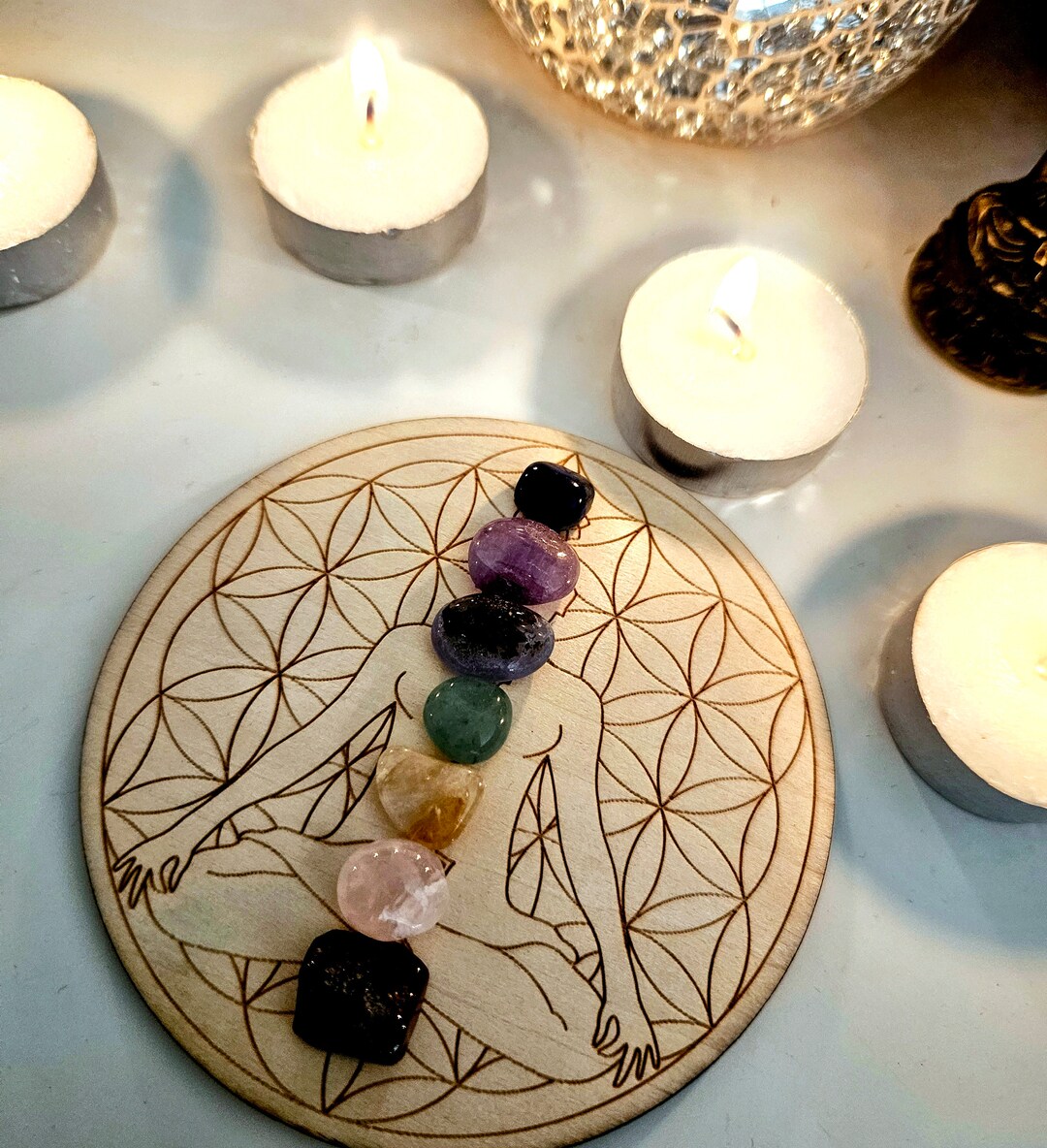 Mini Wooden Chakra Board With Crystals Set - Etsy