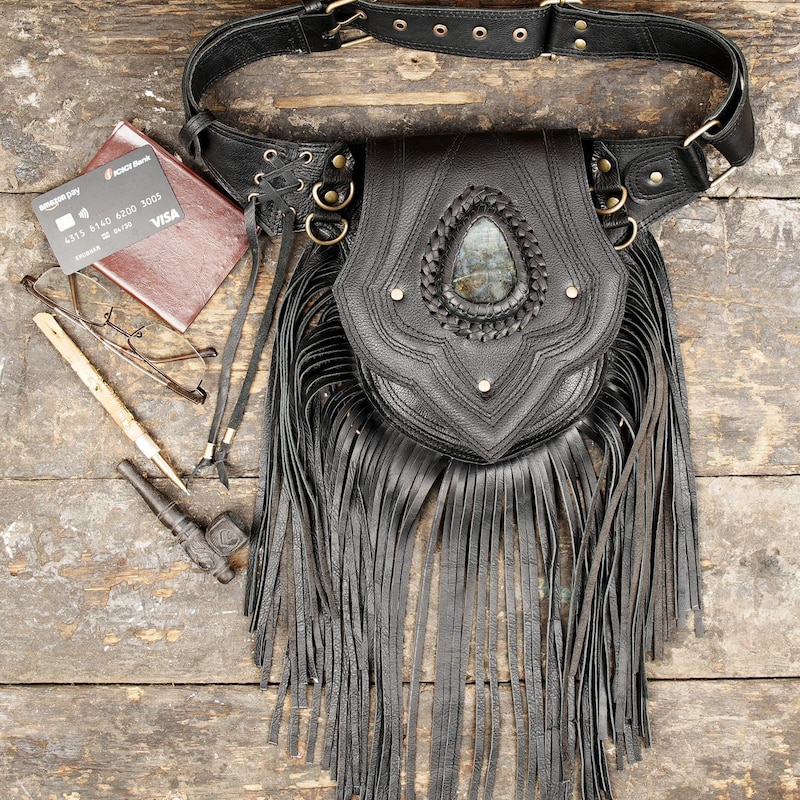 Leather Fringed Belt Bag - Etsy
