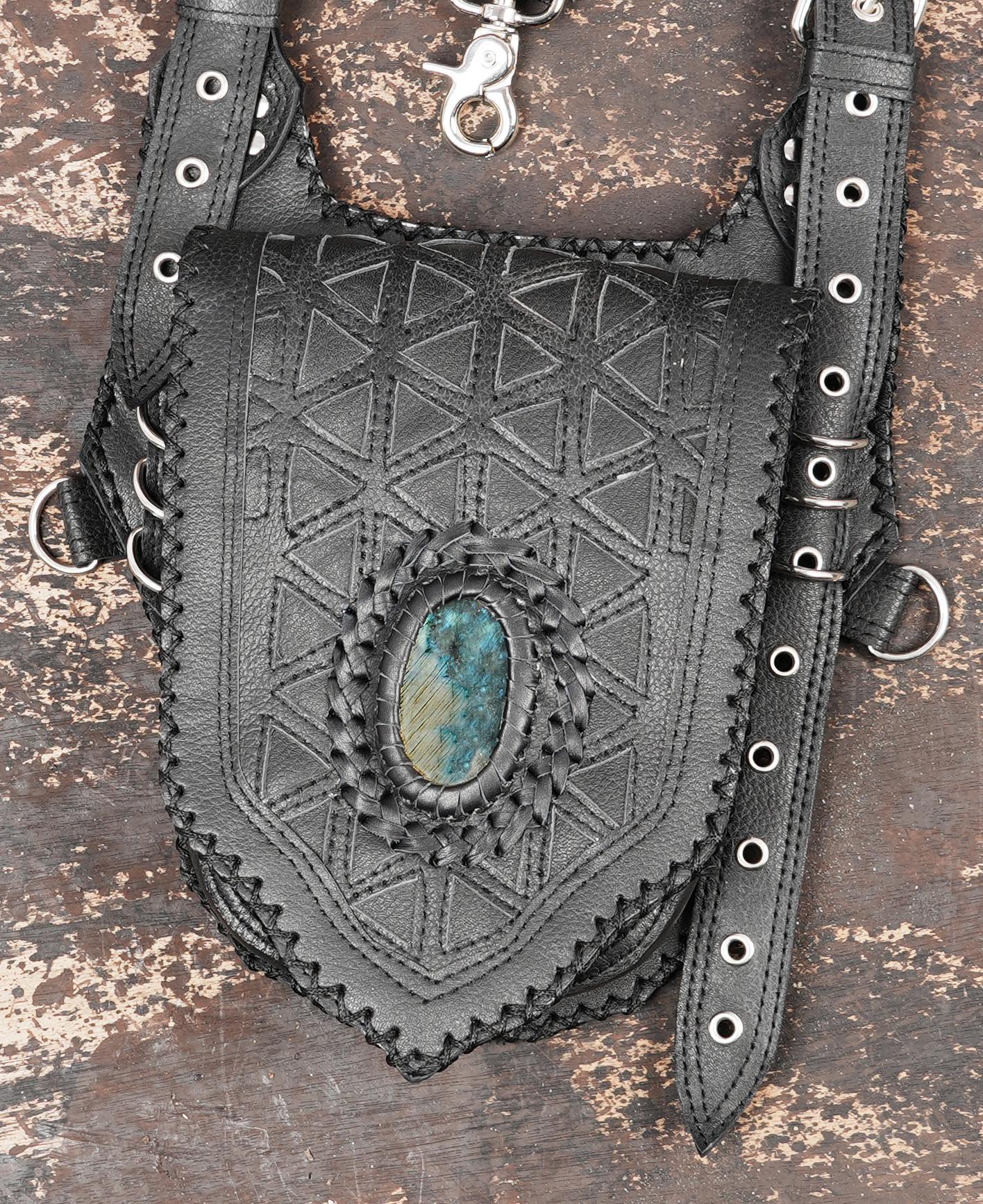 Handmade Utility Harness With Labradorite Gemstone, Festival Hip Pouch ...
