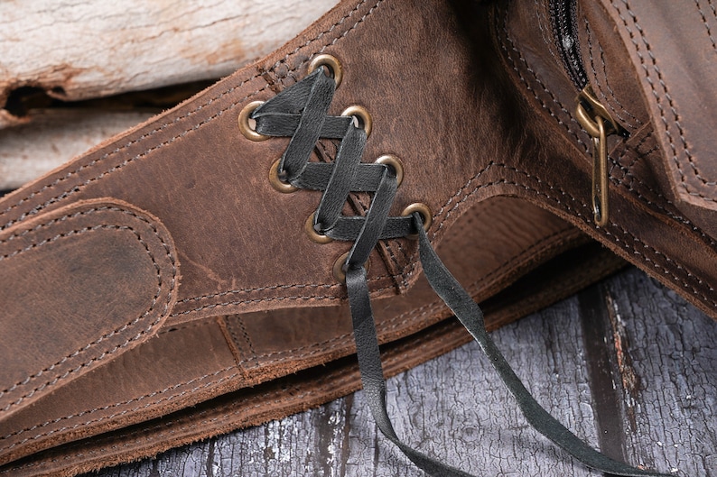 Brown Leather Single Side Belt Pouch With Real Gems Stone - Etsy