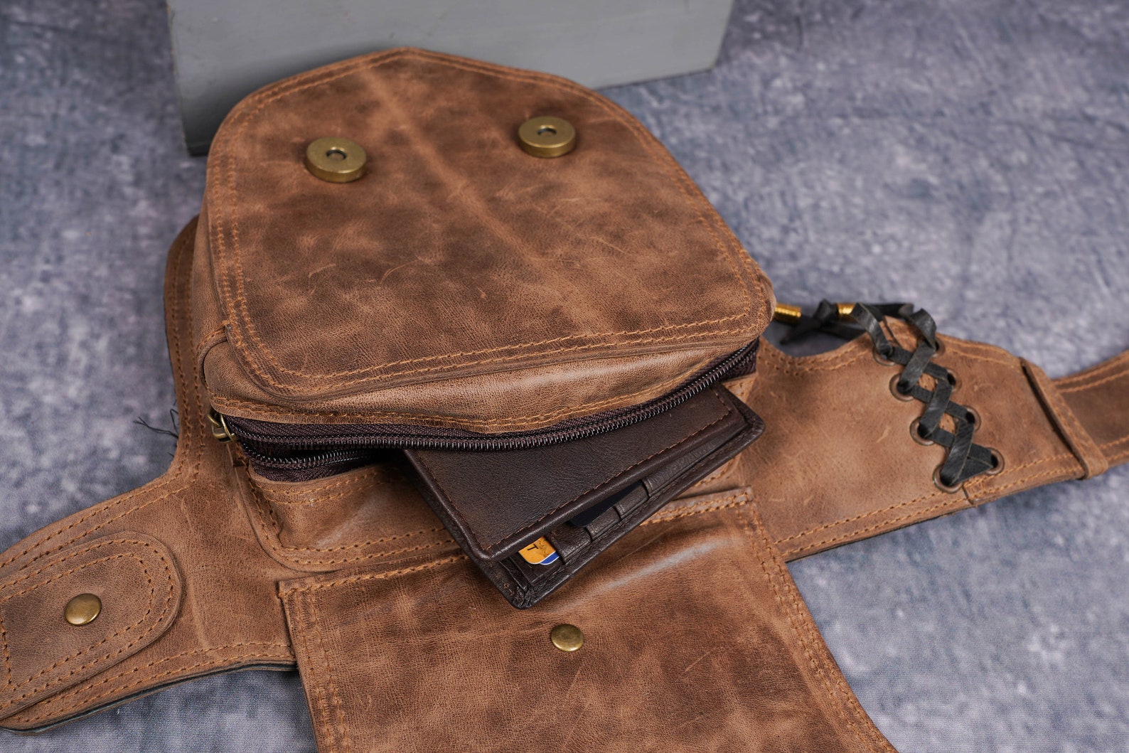 Handmade Leather Waist Bag With Adjustable Belt Festival - Etsy