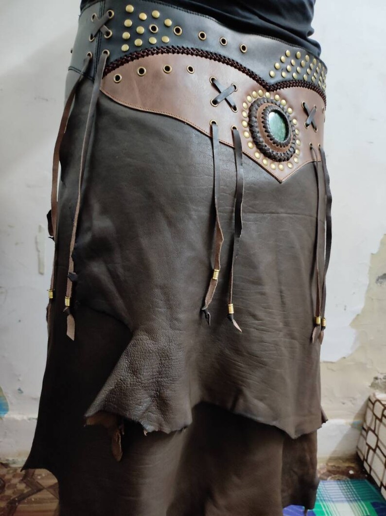 Leather Hand Made Skirt With Real Gems Stone for Women - Etsy