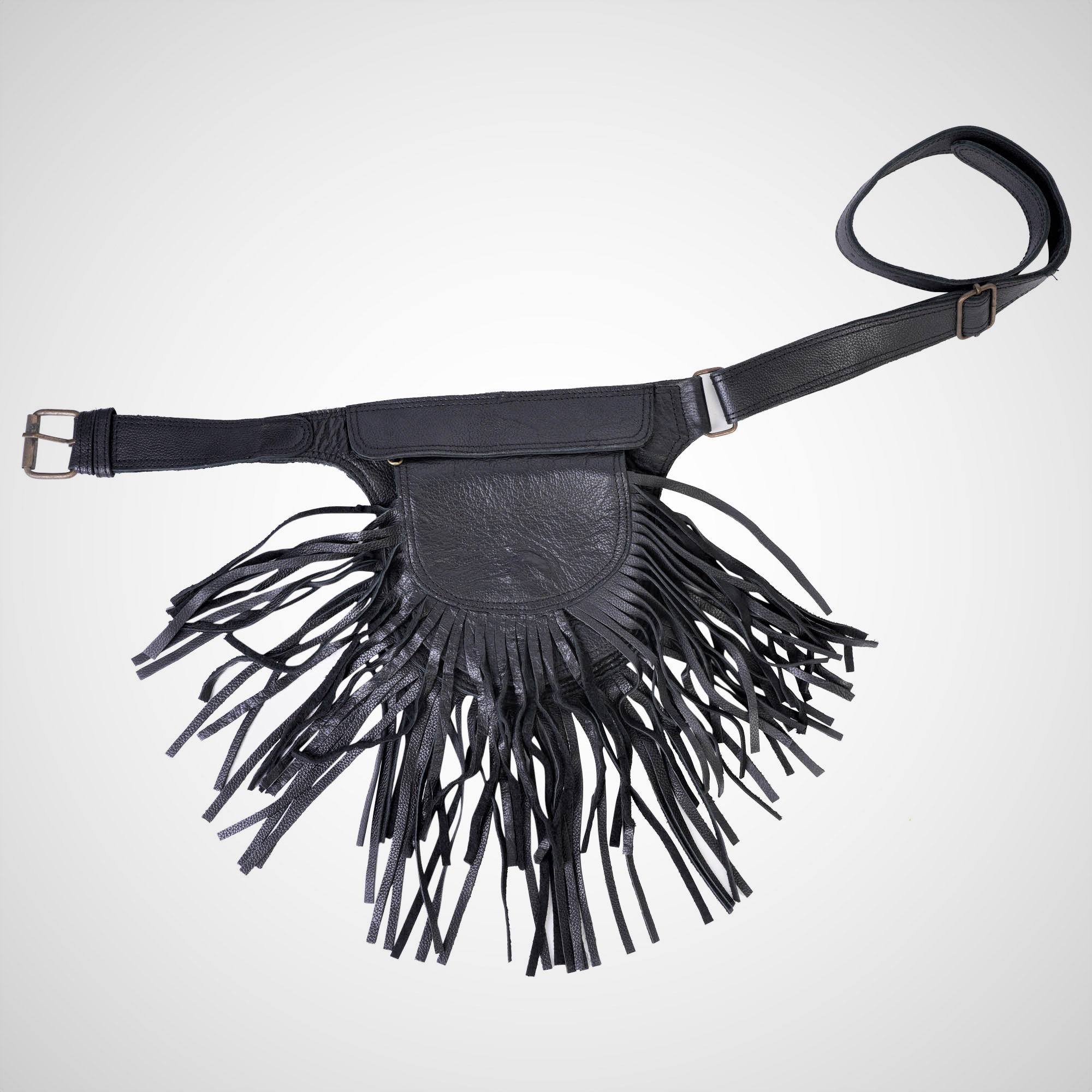 Handmade Brown Leather Frill Bag With Adjustable Belt - Etsy