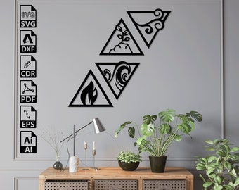 4 Elements Dxf Four Elements Svg Digital Download Laser Cut Cnc Cutting ...