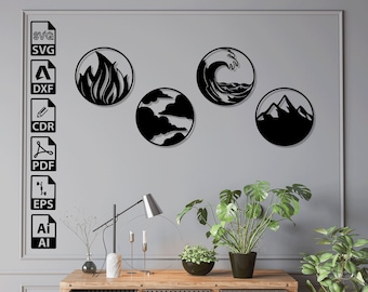 4 Elements Dxf Four Elements Svg Digital Download Laser Cut Cnc Cutting ...