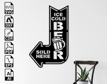 Beer Sign Pub Laser Cut Dxf Svg Glowforge Files Wall Art Sticker Vinly ...