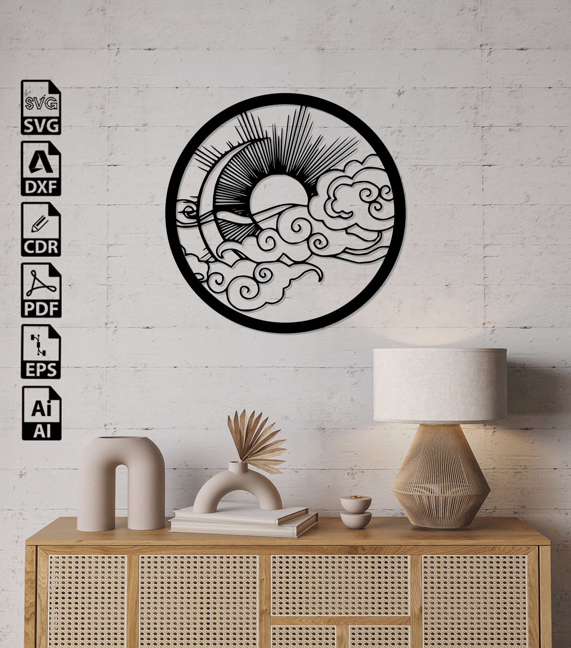 Moon Dxf Sun Svg Sky Glowforge Digital Download Laser Cut Cnc Cutting ...