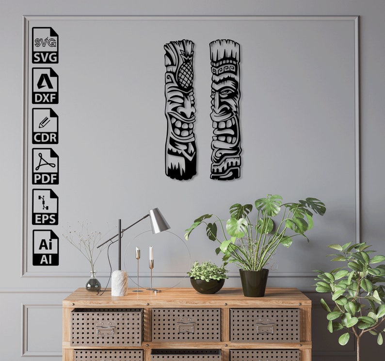 Fijian Mask, Tiki Mask Dxf Svg Pdf Digital Download Laser Cut Cnc ...
