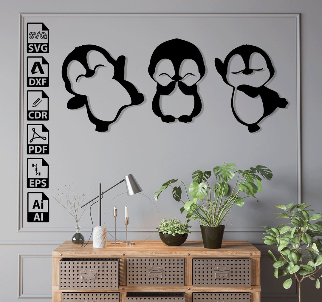 Penguins, Pole Dxf Svg Digital Download Laser Cut Cnc Cutting Router ...