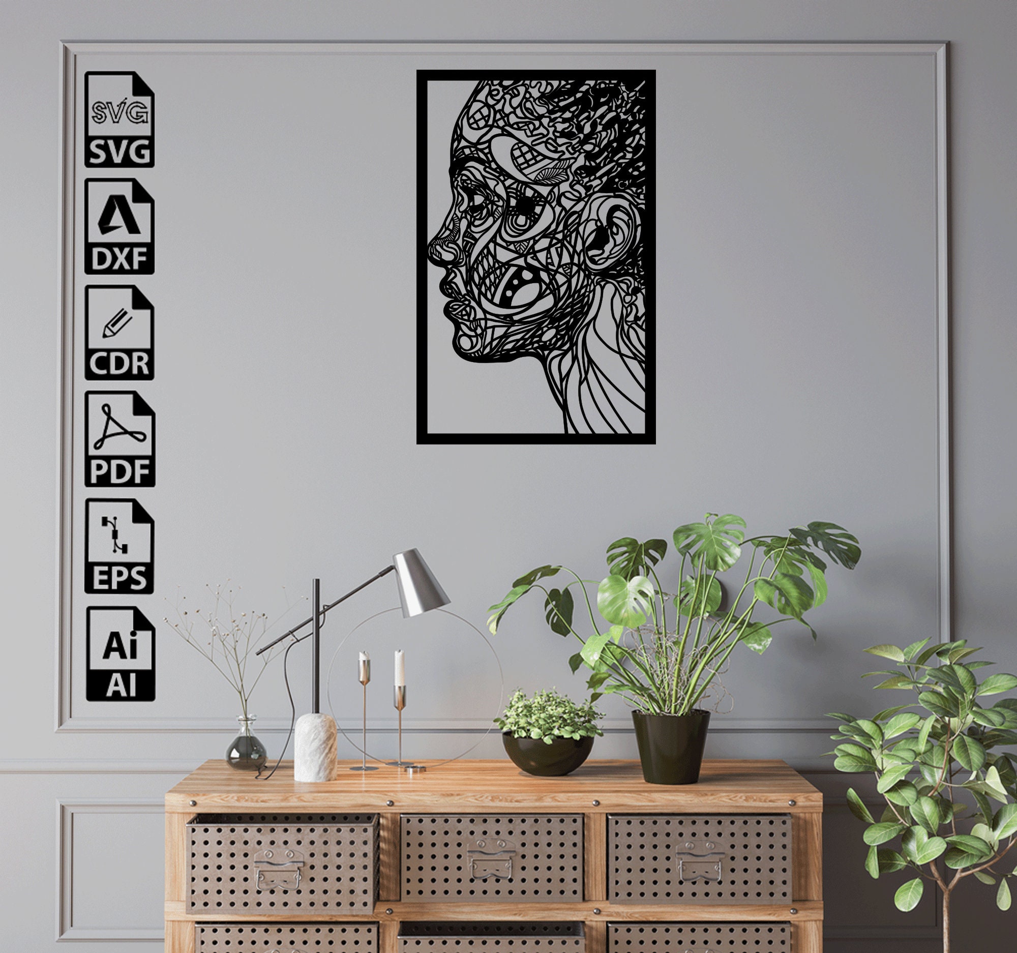 Abstract Face Laser Cut File: SVG, DXF, CNC, Cricut (digital Download ...