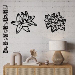 Lily Flowers Dxf Lilies Svg Pdf Digital Download Laser Cut Cnc Cutting ...