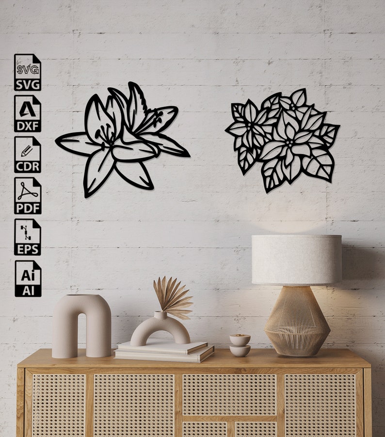 Lily Flowers Dxf Lilies Svg Pdf Digital Download Laser Cut Cnc - Etsy ...
