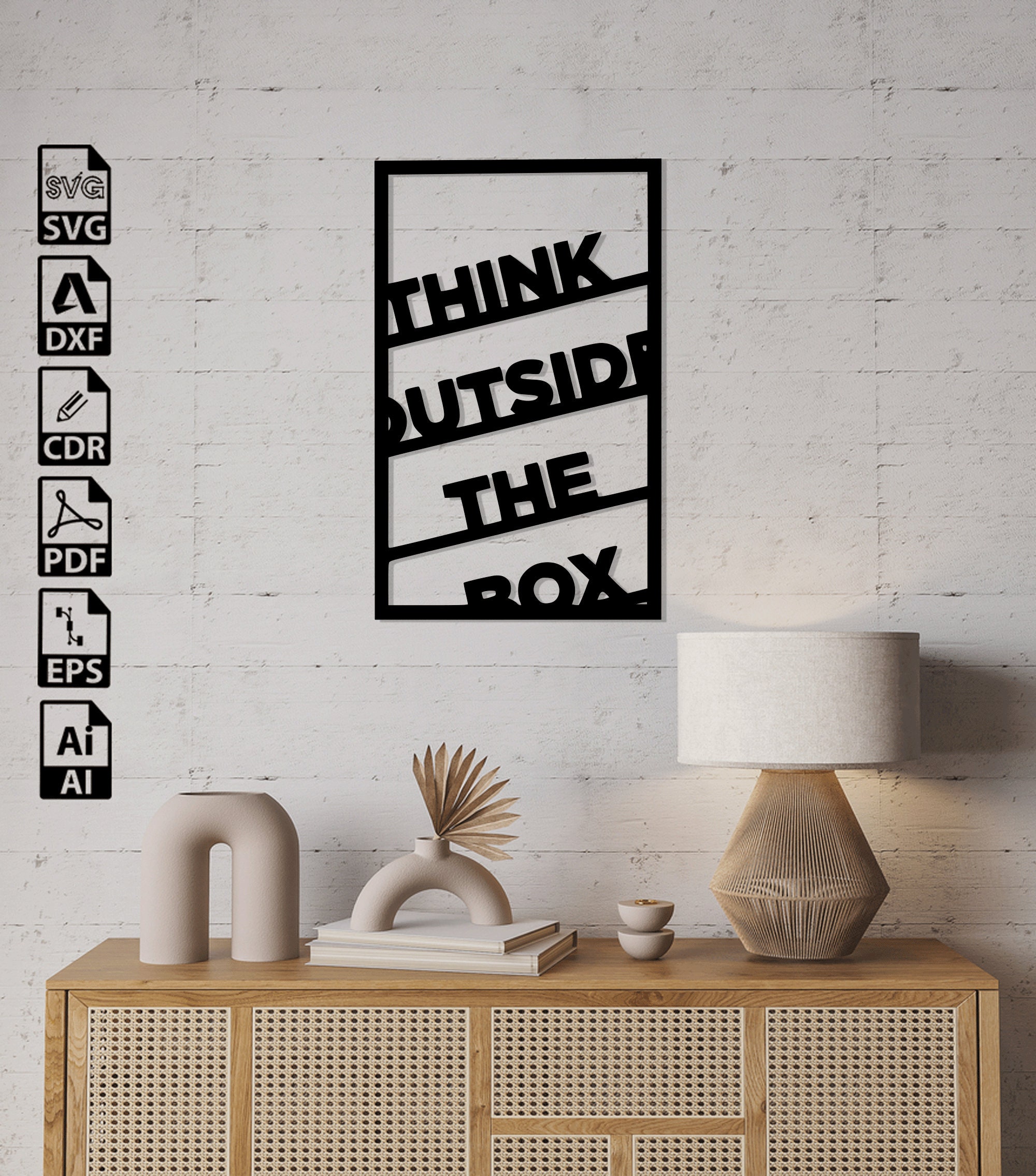 Think Outside the Box Laser Cut Svg Dxf Files Wall Sticker Engraving ...