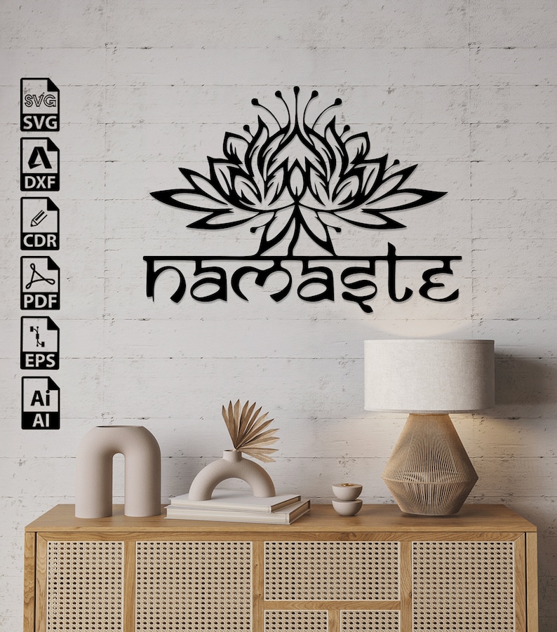 Namaste Lotus Yoga Dxf Meditation Svg Digital Download Laser Cut Cnc ...