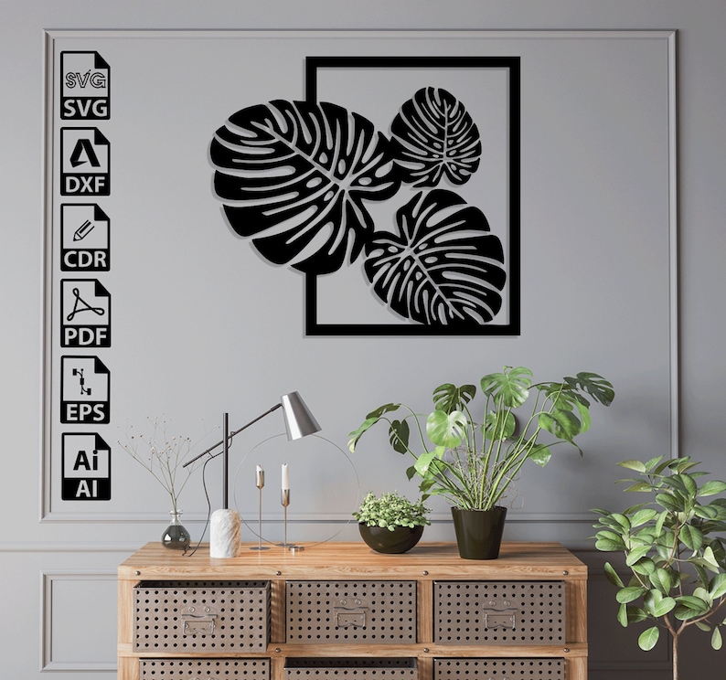 Monstera Leaf Laser Cut SVG DXF Files – Cricut, CNC, Wall Art, Vector ...