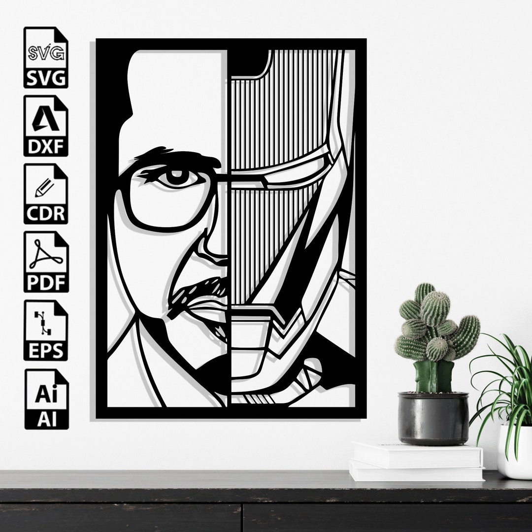Iron Man Tony Stark Laser Cut File: CNC, Cricut, Wall Art (digital ...