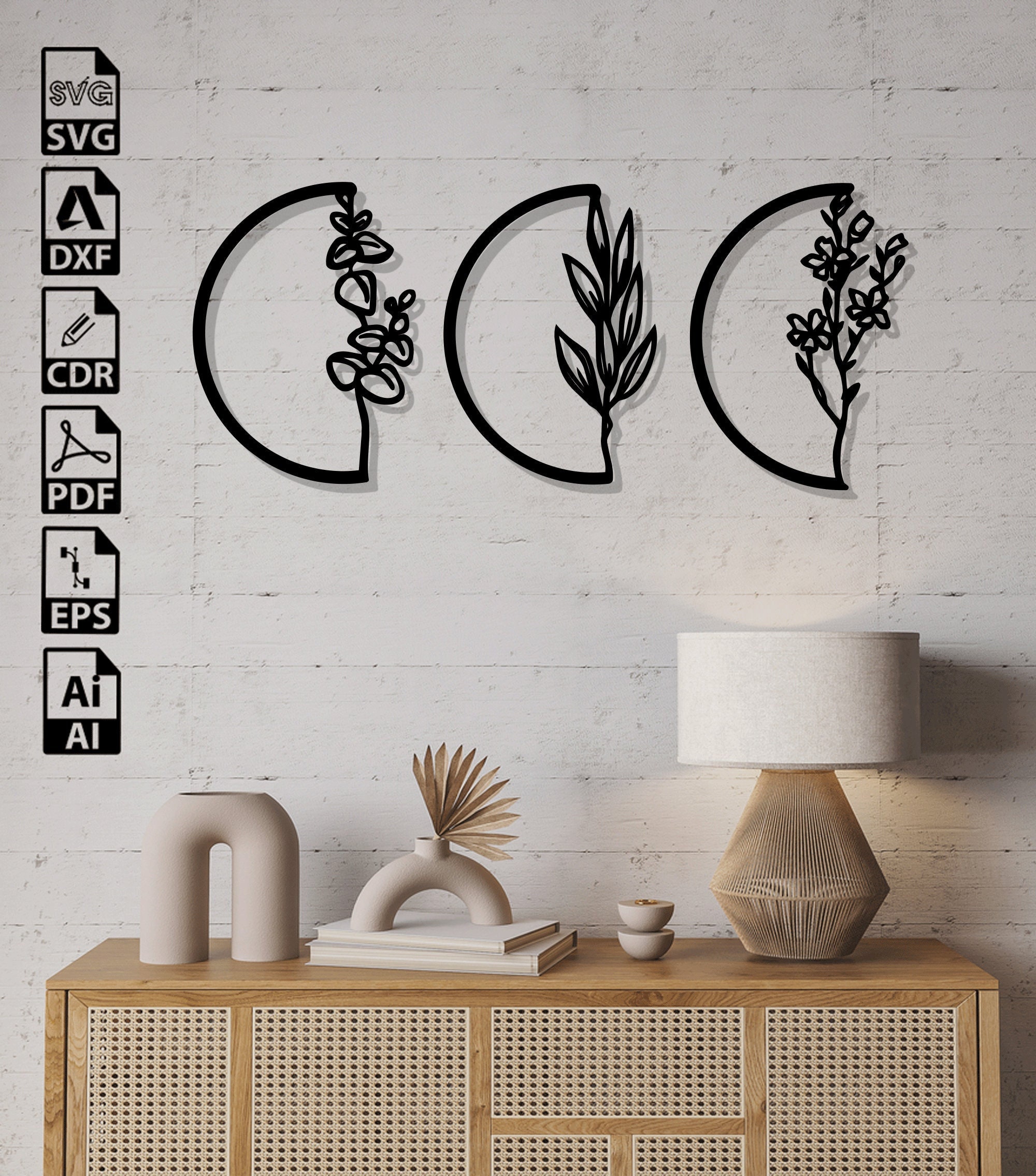 Last Quarter Moon Flower Dxf Svg Digital Download Laser Cut Cnc Cutting ...