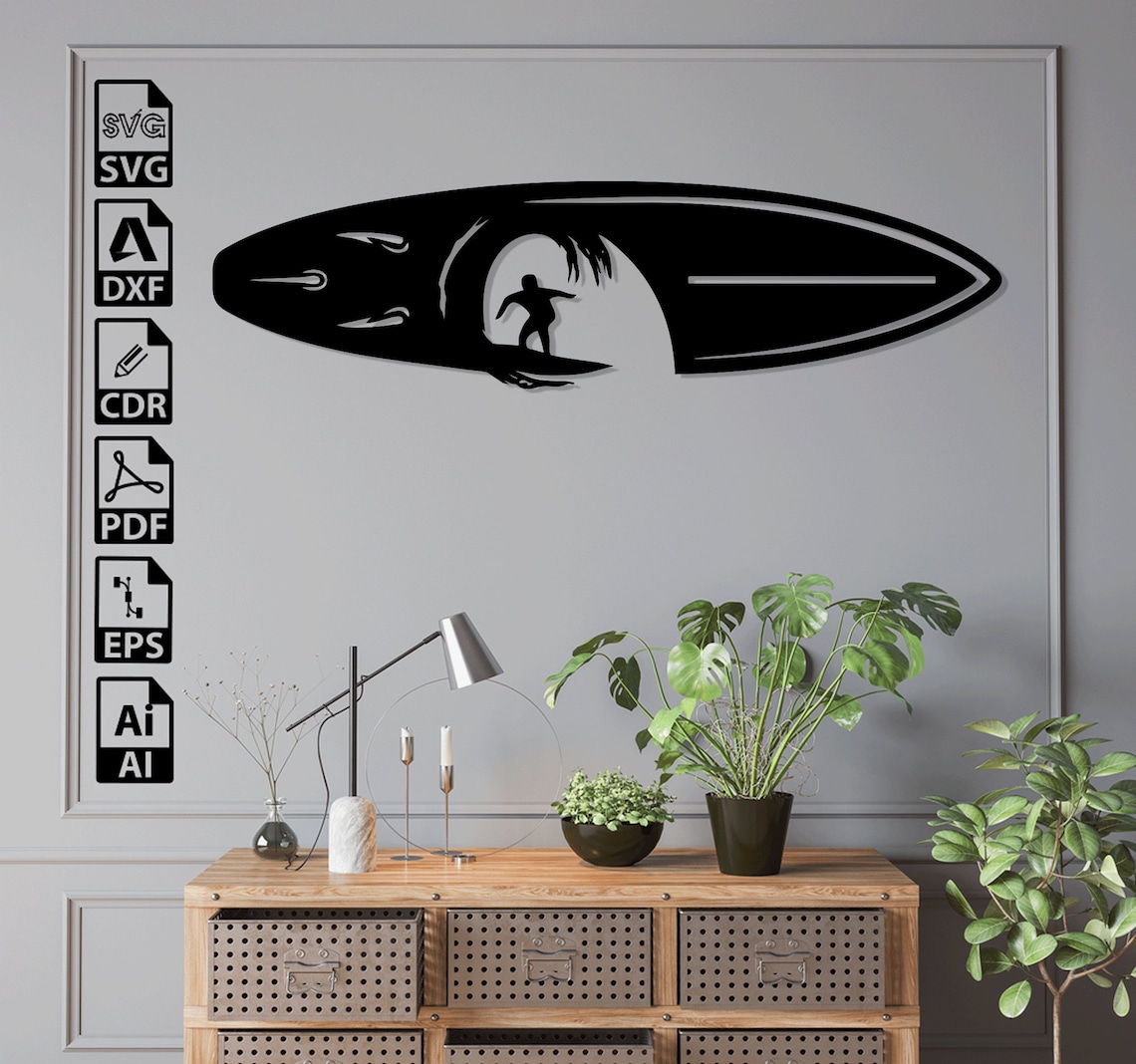 Surfboard Sea Beach Dxf Svg Pdf Digital Download Laser Cut Cnc Cutting ...