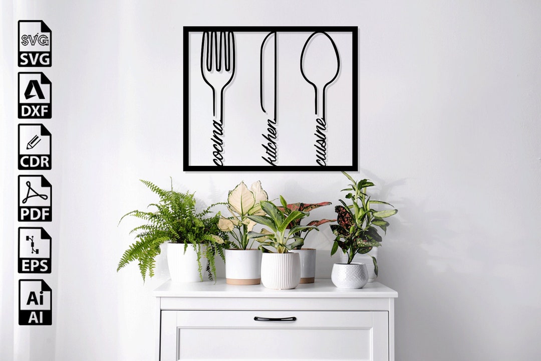 Kitchen Knife Fork Spoon Dxf Svg Digital Download Laser Cut Cnc Cutting ...