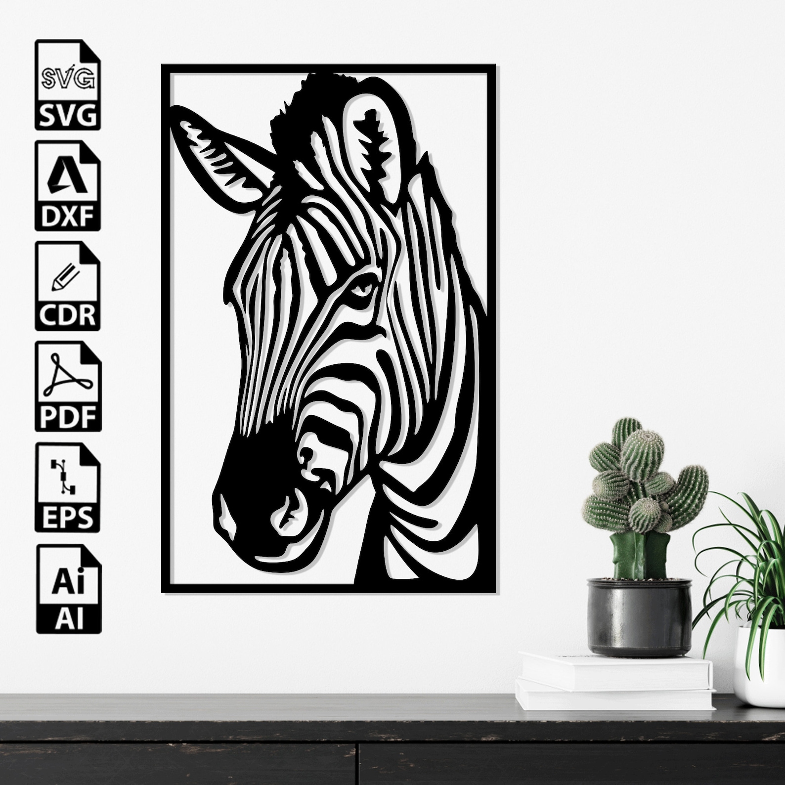 Zebra Dxf Zebra Svg Pdf Digital Download Laser Cut Cnc Cutting Router Files Cricut Clipart ...