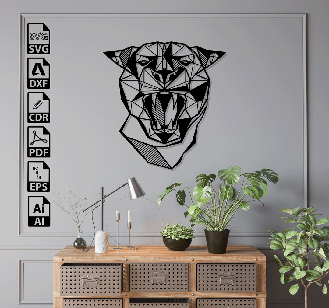 Geometric Puma Head SVG DXF: Laser Cut CNC File (digital Download) - Etsy