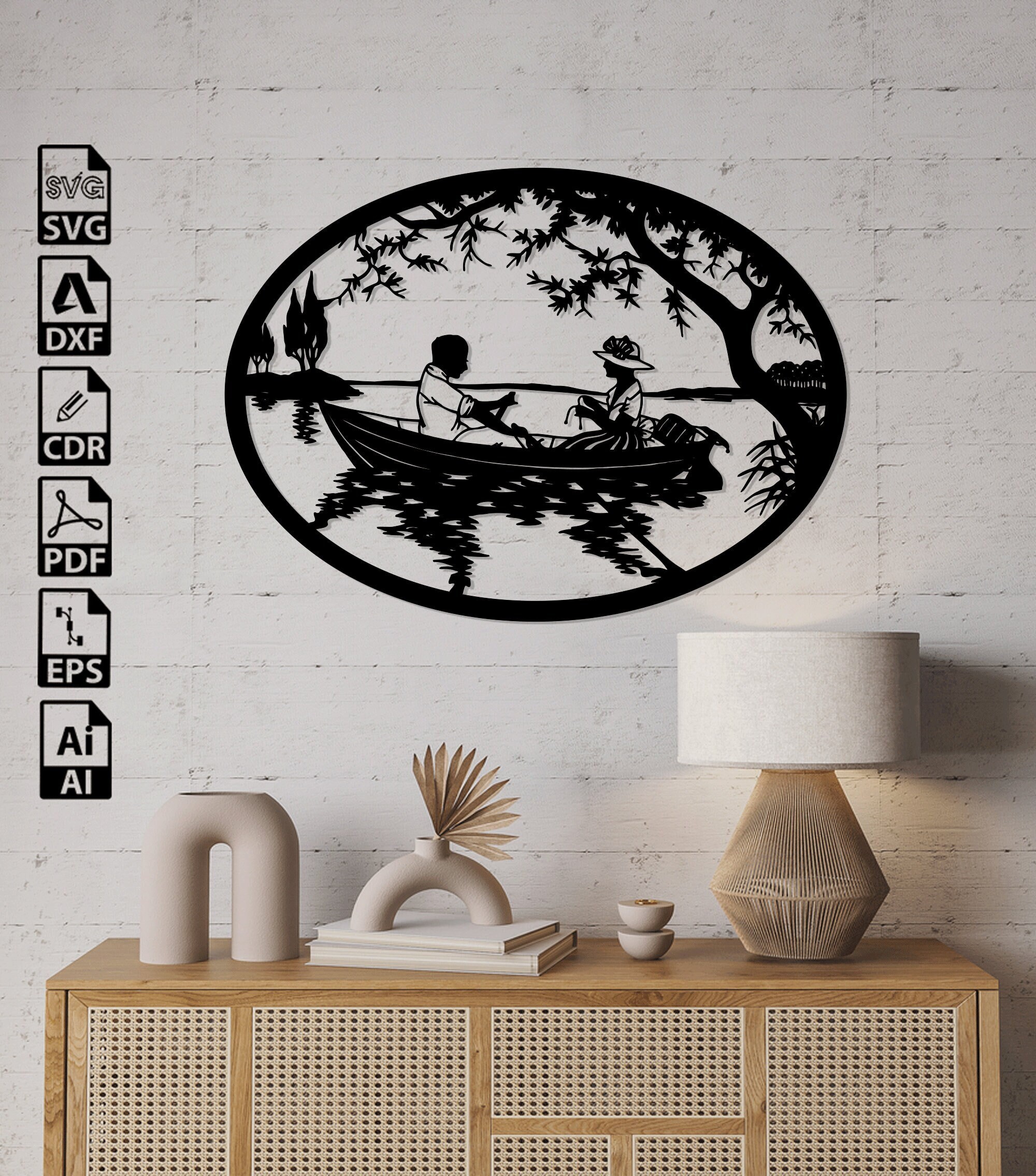 Couple on Boat Dxf Svg Digital Download Laser Cut Cnc Cutting Router ...