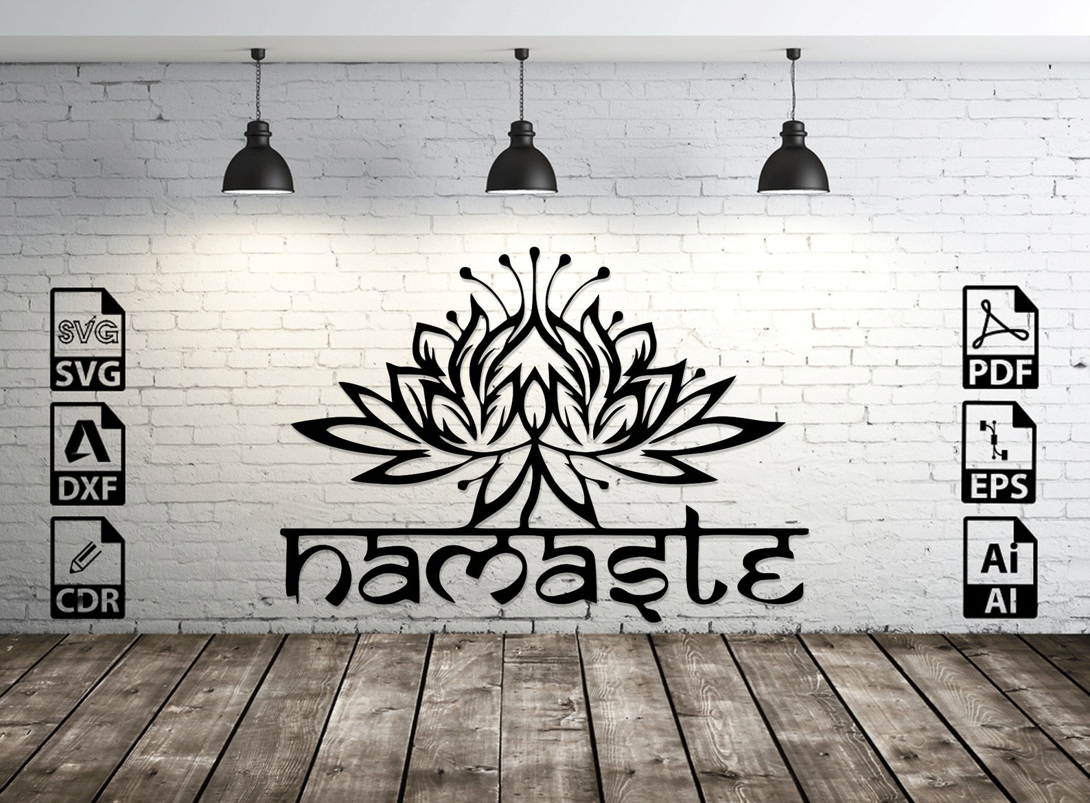 Namaste Lotus Yoga Dxf Meditation Svg Digital Download Laser Cut Cnc ...