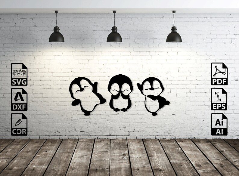 Penguins, Pole Dxf Svg Digital Download Laser Cut Cnc Cutting Router ...