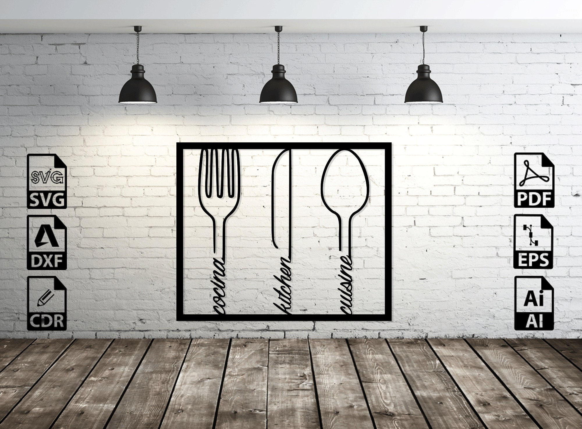 Kitchen Knife Fork Spoon Dxf Svg Digital Download Laser Cut Cnc Cutting ...