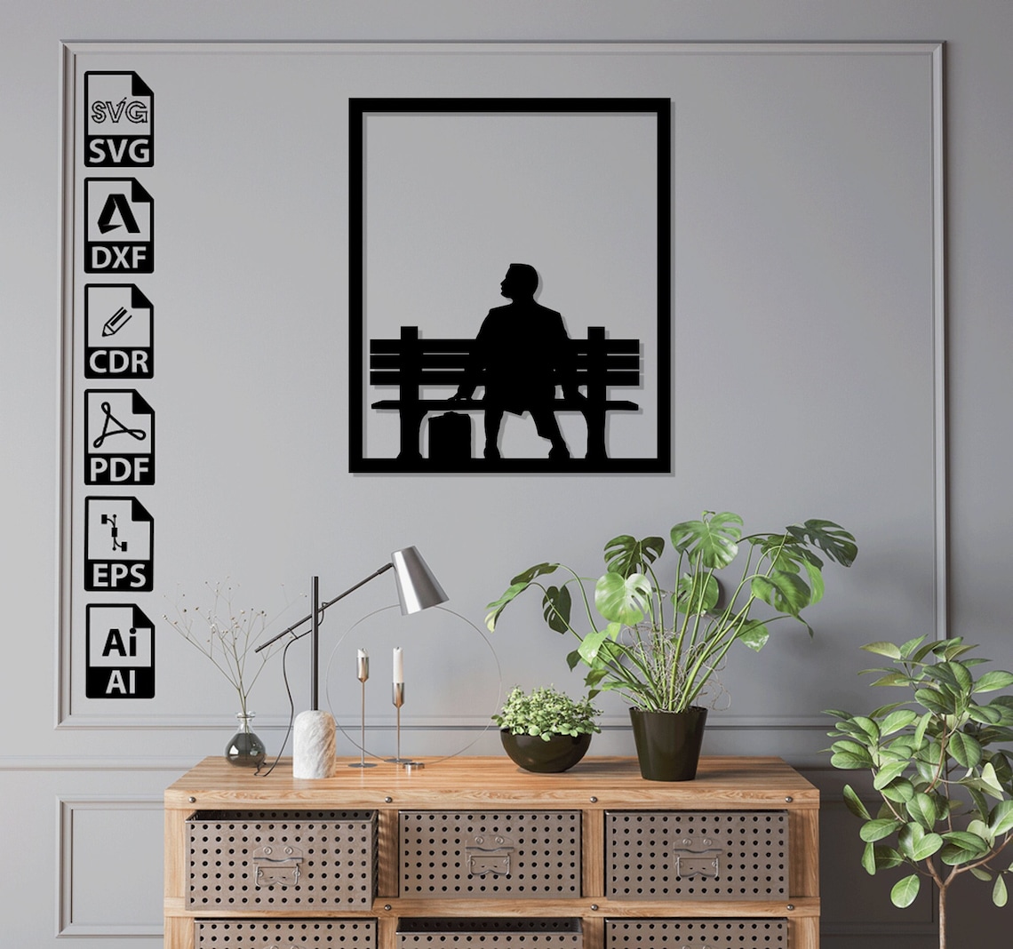 Forrest Gump Dxf Svg File Wall Sticker Pdf Silhouette Template ...