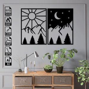 Day Night Sun Moon Dxf Svg Digital Download Laser Cut Cnc Cutting ...