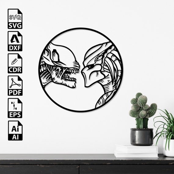 Prints Art & Collectibles The Alien design laser svg dxf file wall pdf ...