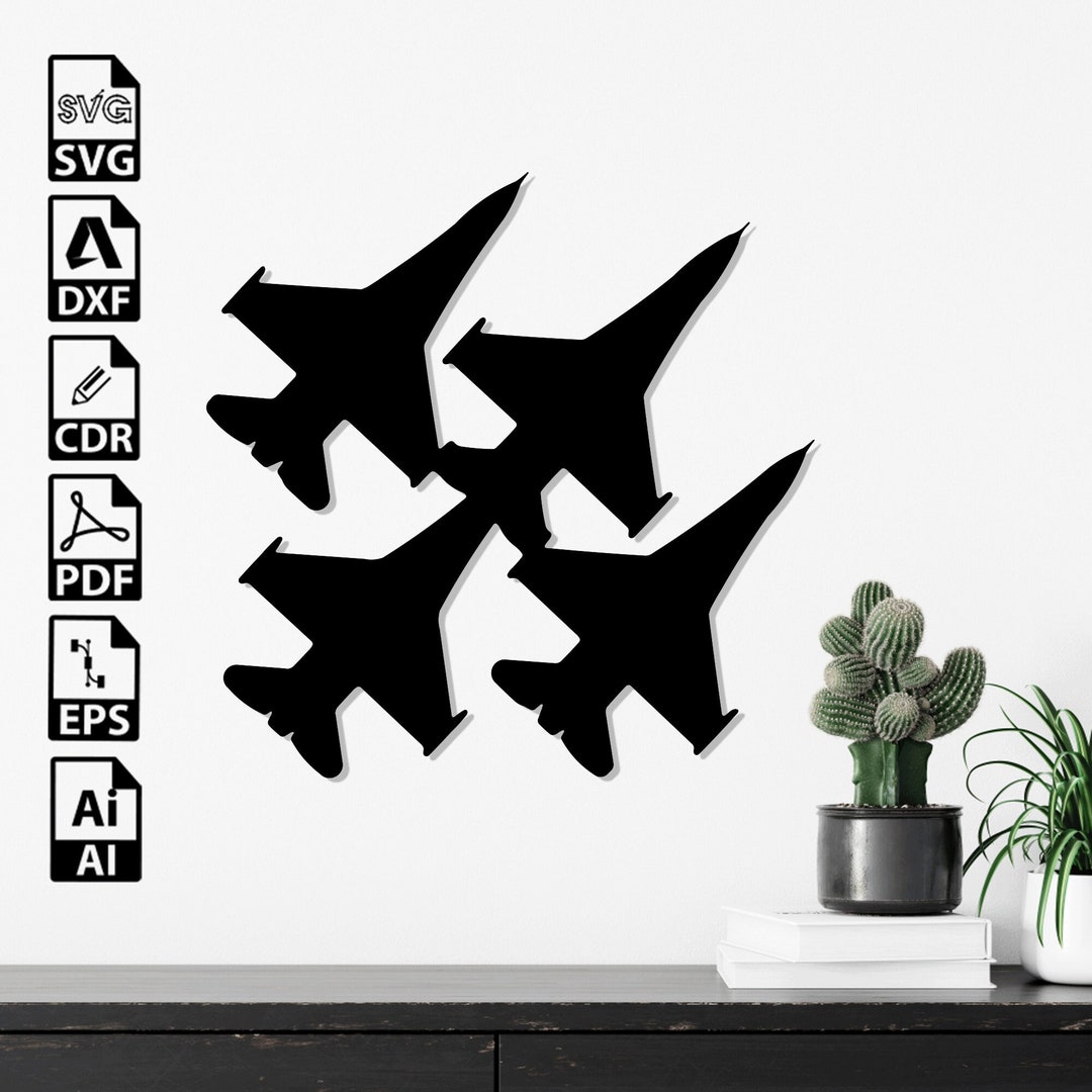 Fighter Jet Laser Cut Files: SVG, DXF, CNC, Wall Art (digital Download ...