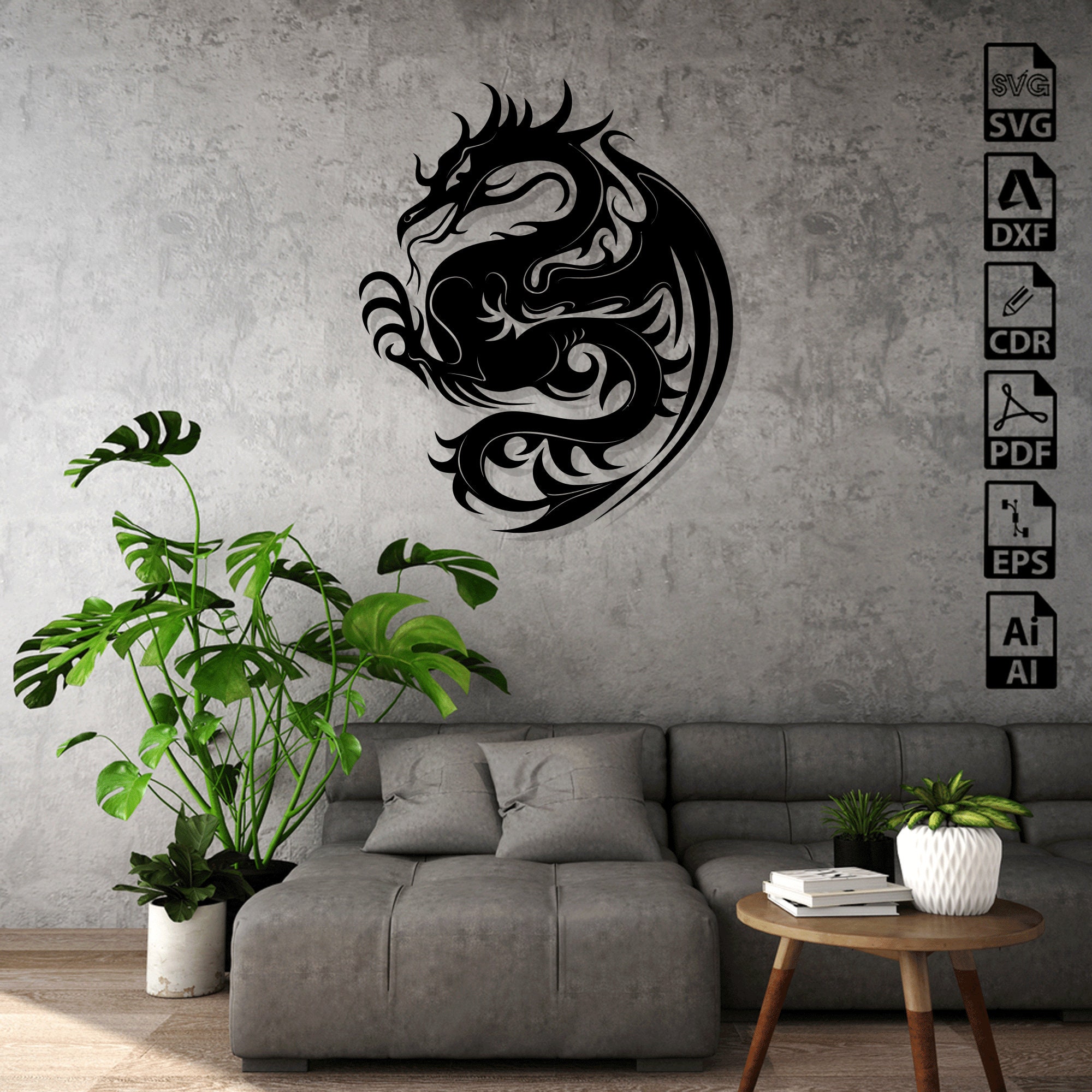 Wyvern Dxf Svg Pdf Glowforge Digital Download Dragon Laser Cut Cnc ...