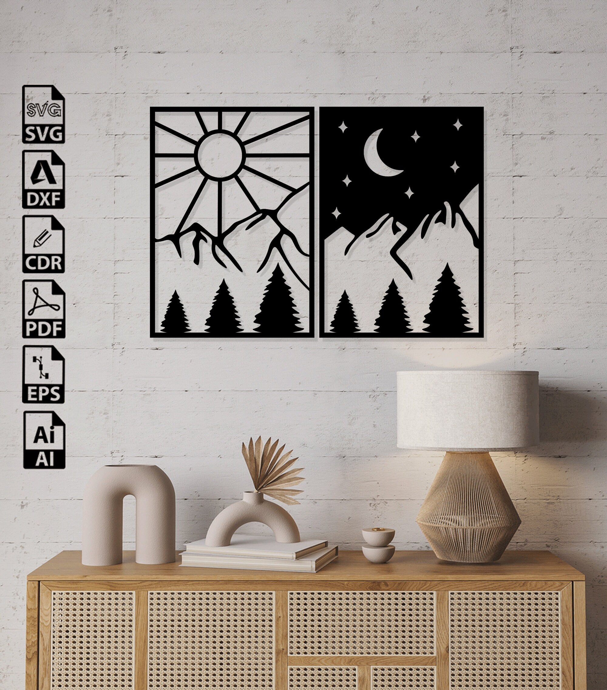 Day Night Sun Moon Dxf Svg Digital Download Laser Cut Cnc Cutting ...