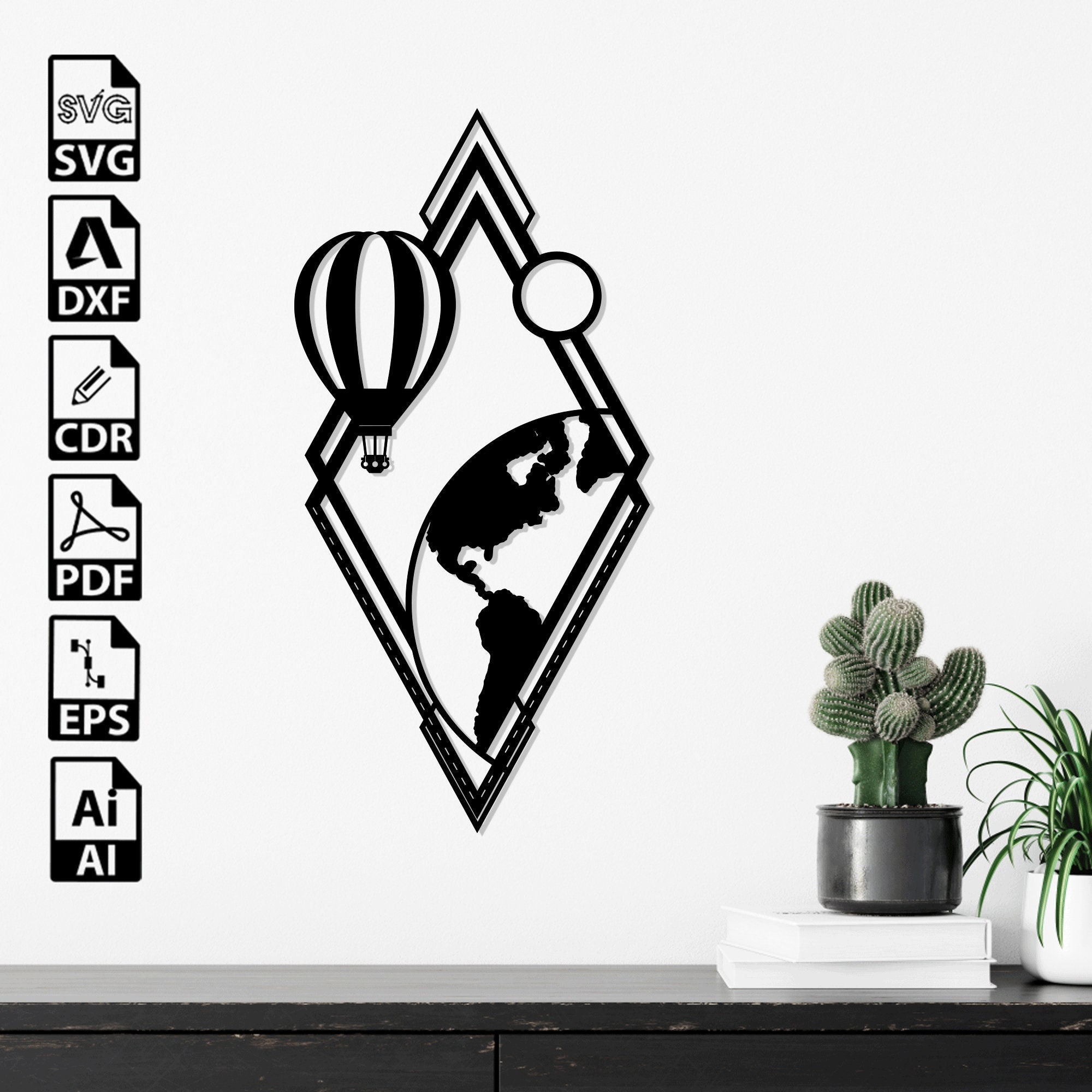 Air Balloon Dxf Hot Air Baloon Svg Digital Download Laser Cut | Etsy