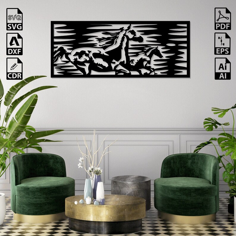 Horse Dxf Running Horse Svg Pdf Digital Download Laser Cut Cnc Cutting ...