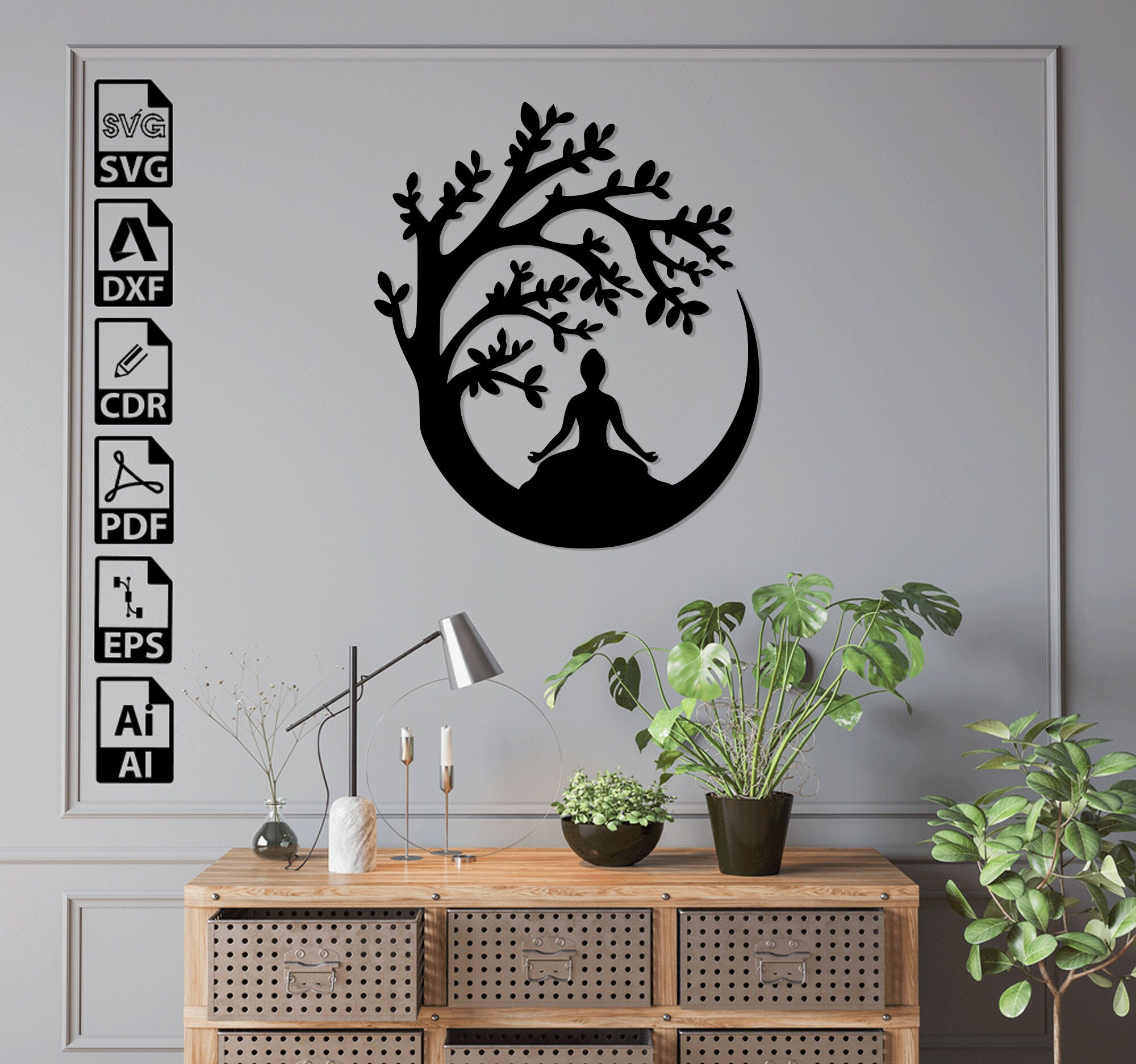 Yoga Life Tree Dxf Meditation Svg Digital Download Laser Cut Cnc ...