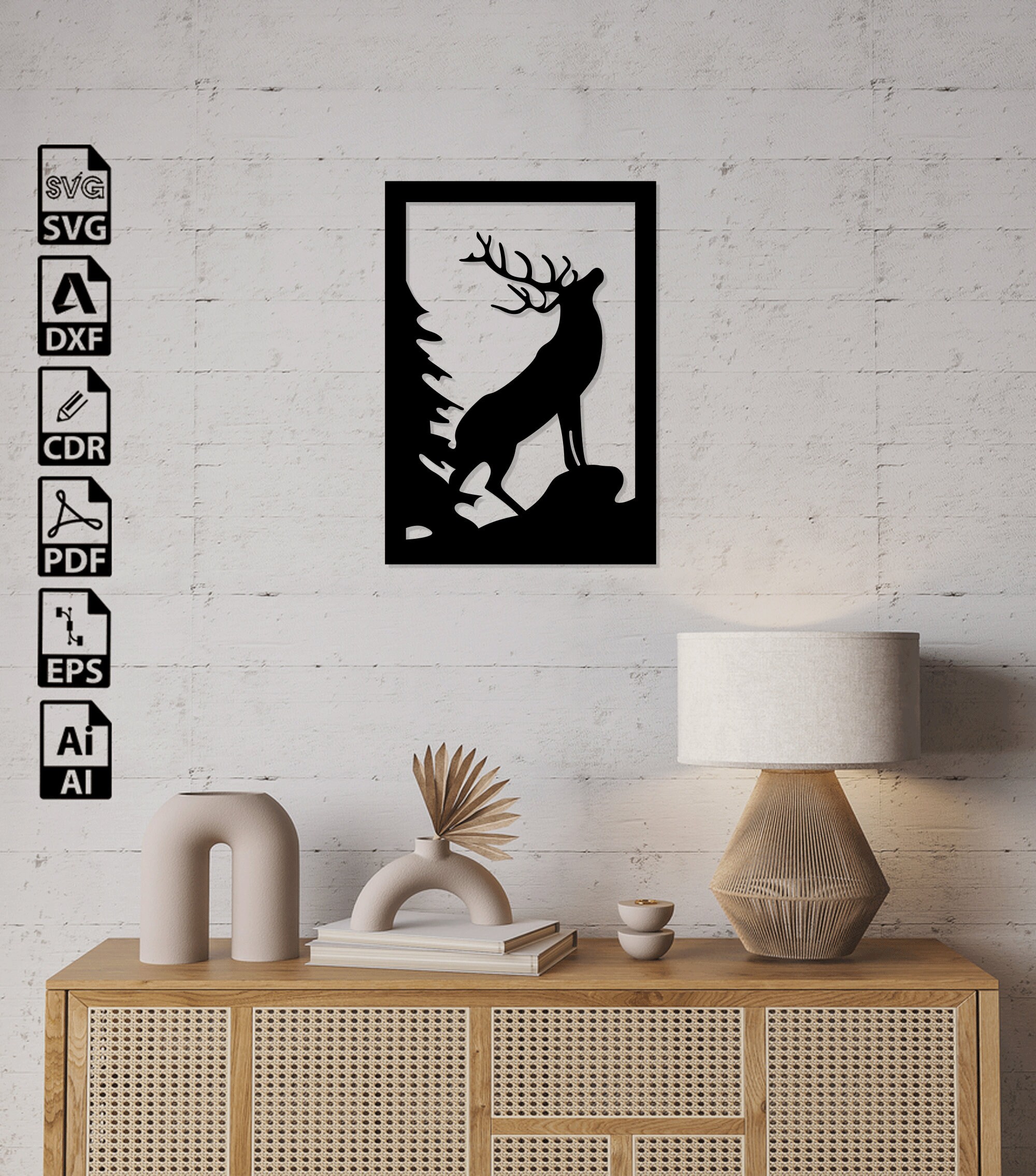 Elk Dxf Deer Svg Mountain Pdf Digital Download Laser Cut Cnc - Etsy