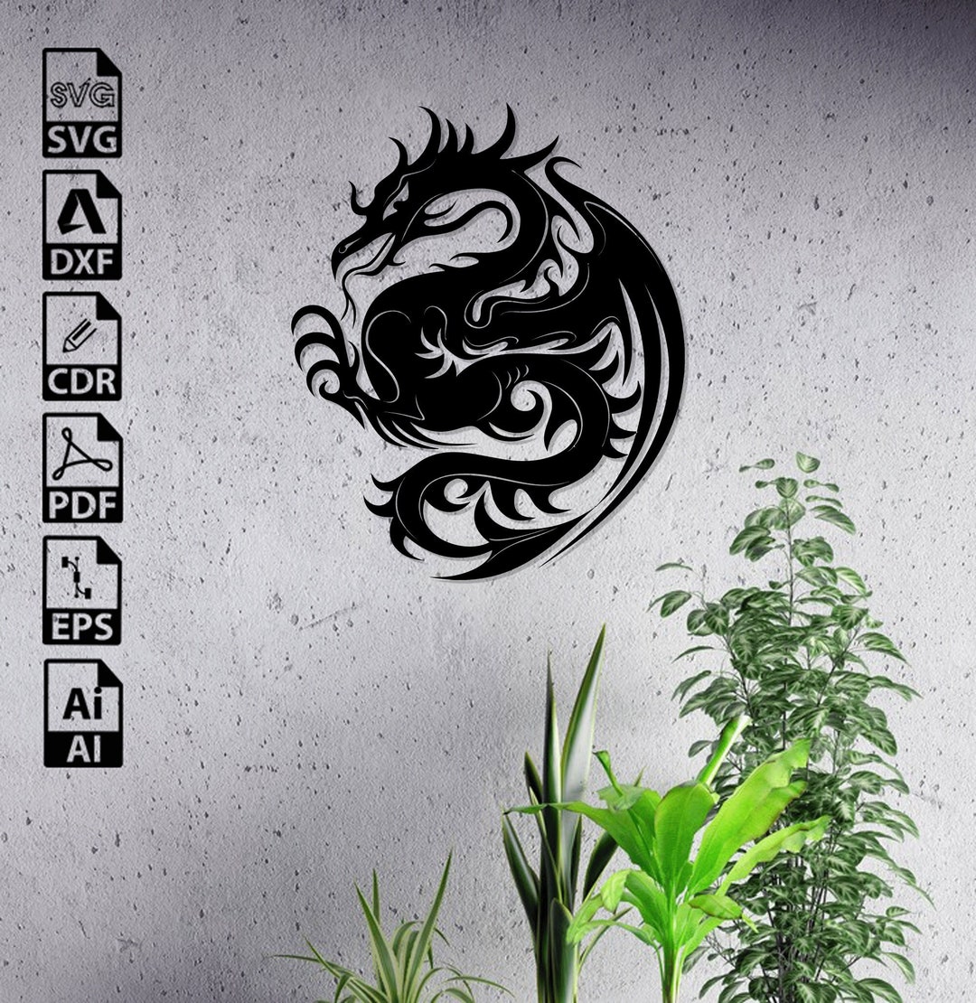 Wyvern Dxf Svg Pdf Glowforge Digital Download Dragon Laser Cut Cnc ...