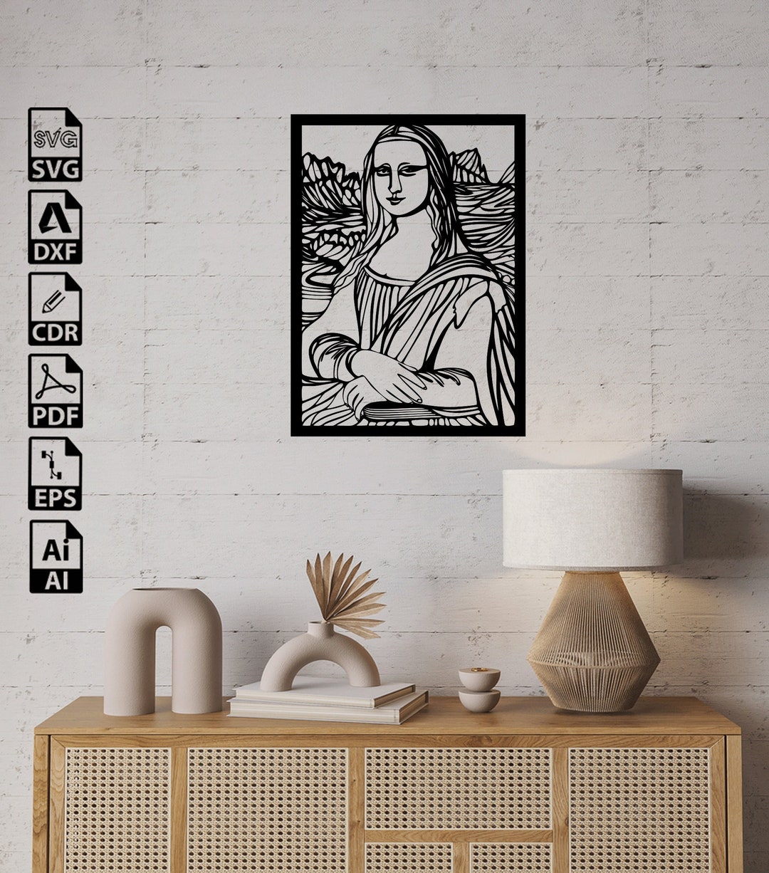 Mona Lisa Dxf La Joconde Svg Pdf Digital Download Laser Cut Cnc Cutting ...