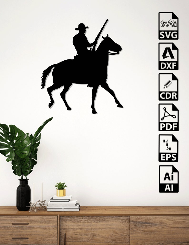 Cowboy Horse Laser Cut File: Western Wall Art SVG DXF (digital Download ...