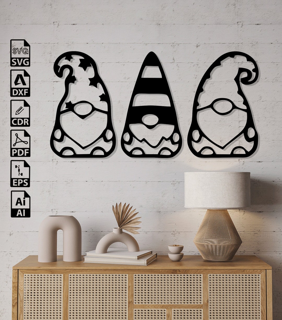 Gnome Laser Cut SVG DXF Files – Cricut, CNC, Wall Art, Vector, Template ...