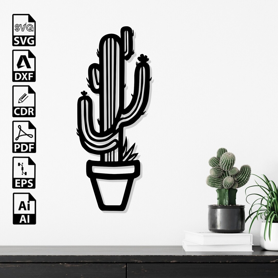 Cactus Flower Laser Cut Files: SVG, DXF, CNC, Wall Art (digital ...