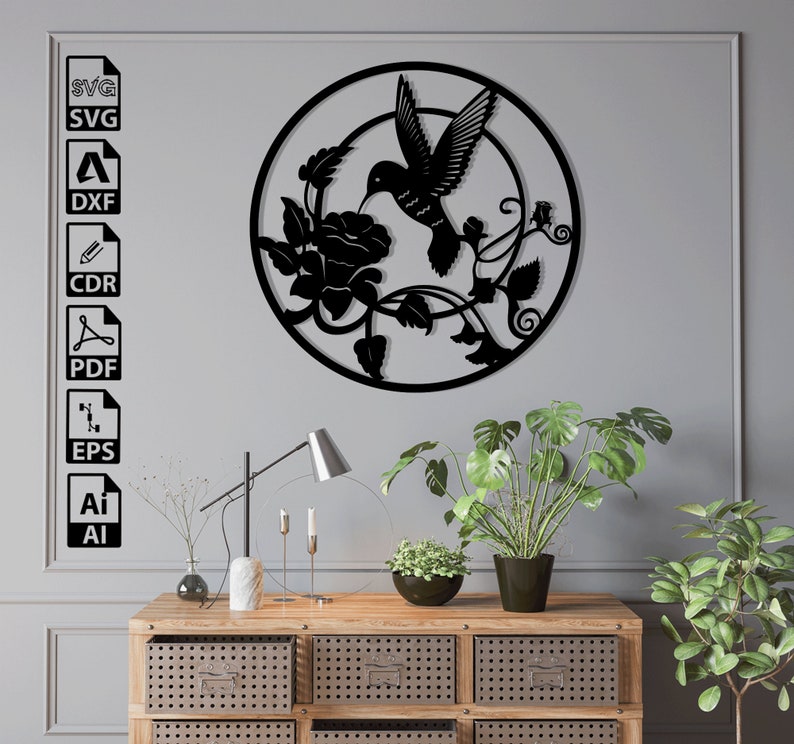 Hummingbird Floral Dxf Bird Flowers Svg Pdf Glowforge Digital Download ...