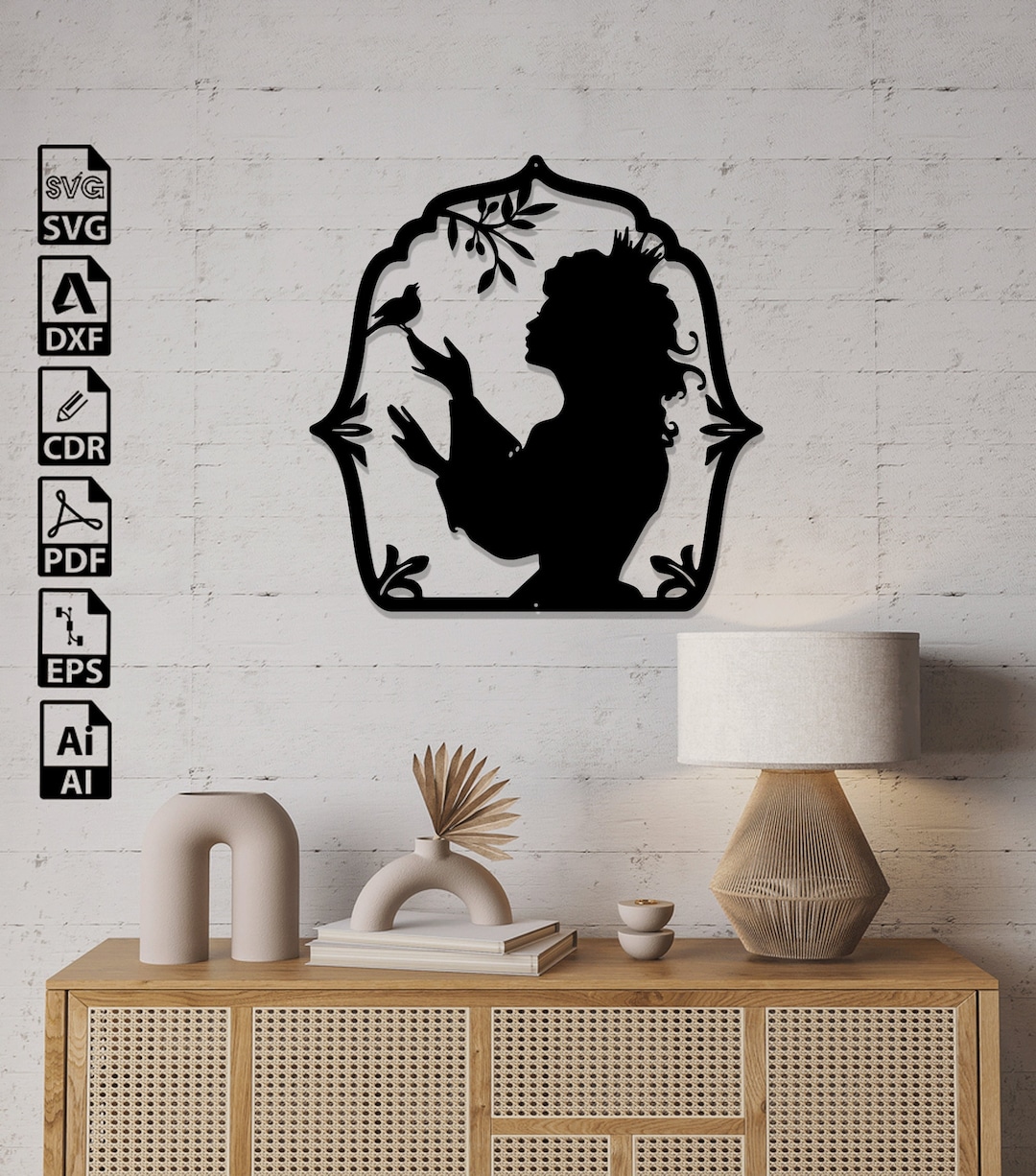 Floral Princess Dxf Svg Digital Download Laser Cut Cnc Cutting Router ...