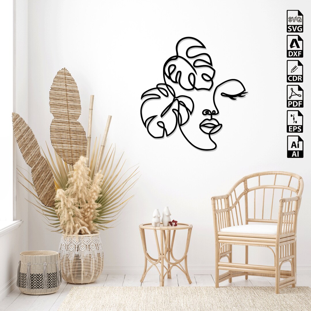 Face With Flowers Leaves Dxf Svg Digital Download Laser Cut Cnc Cutting ...