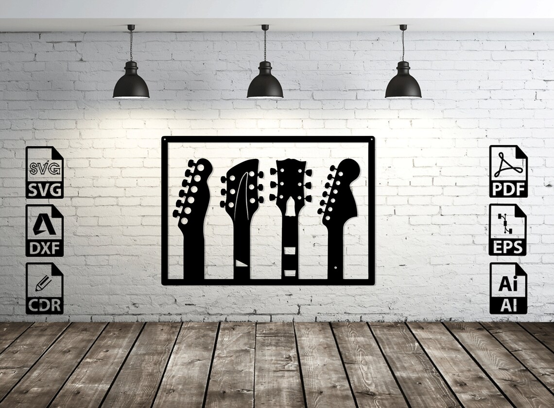 Classical Electric Bass Guitar Dxf Svg Pdf Cdr Ai Glowforge Digital ...
