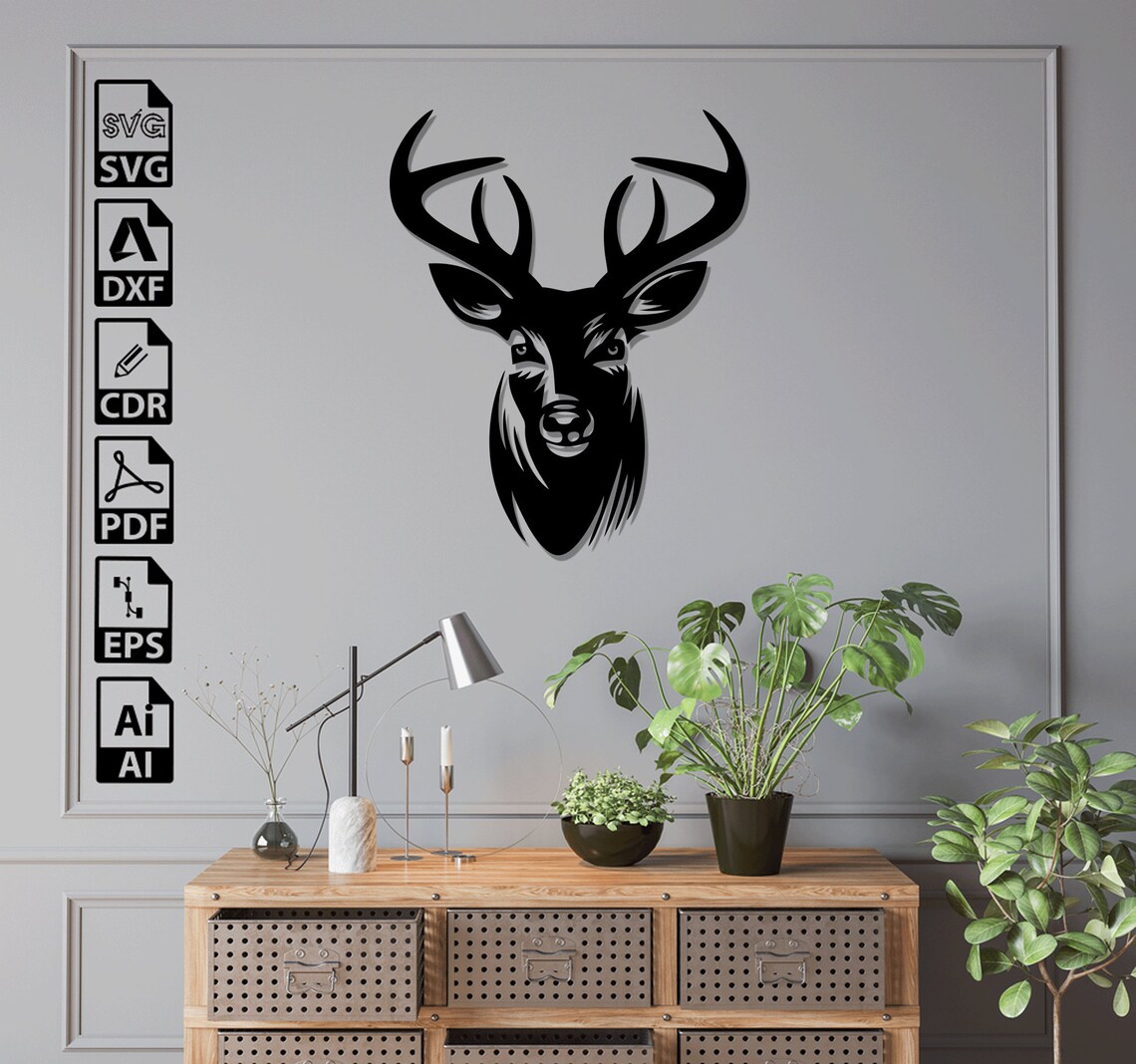 Deer Deer Head Dxf Svg Digital Download Laser Cut Cnc Cutting Router ...